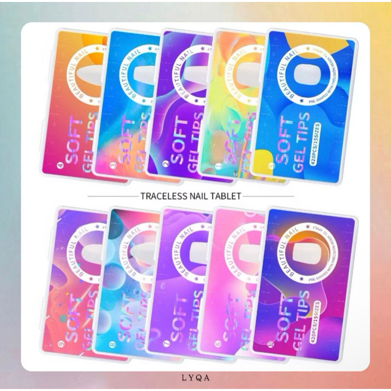 Jual [READY] [INSTANT] Rainbow Soft Gel Tip 420pcs Full Buff Nail ...