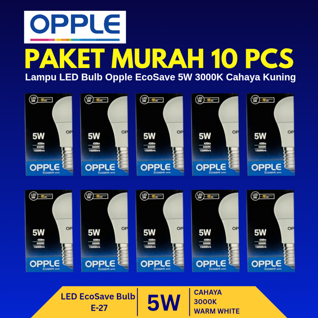 Jual Lampu Led Bulb Opple Ecosave 5Watt Cahaya Kuning 3000k Garansi 1 ...