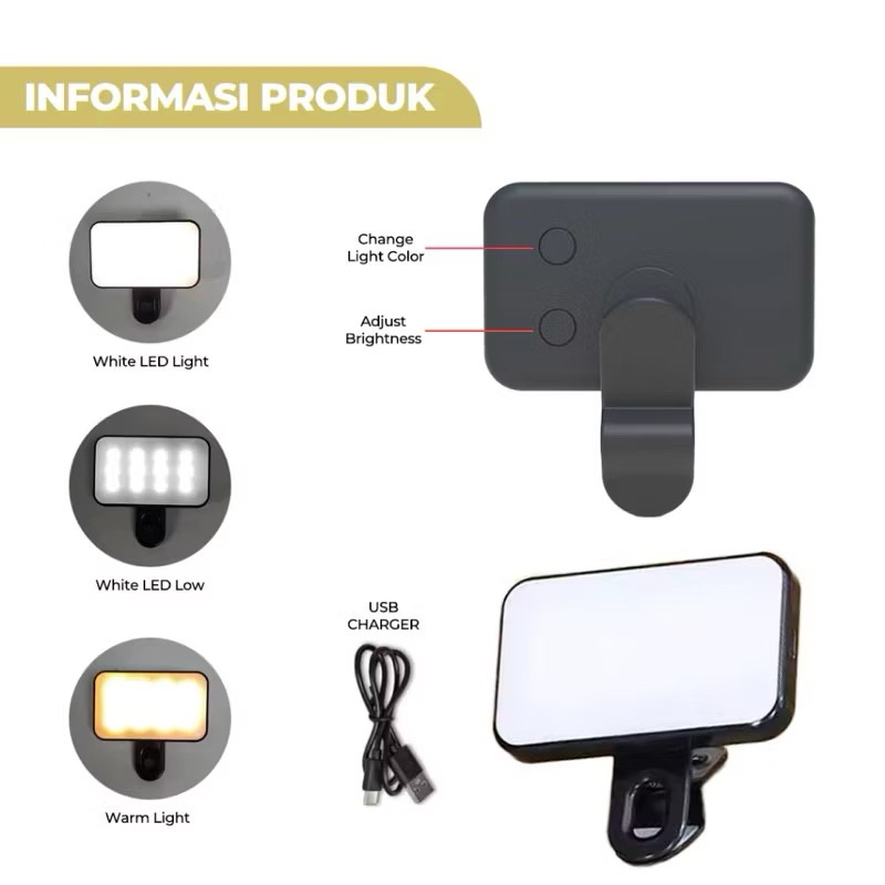 Jual [COD] Lampu Jepit Selfie Portable Mini Fill Light Live Streaming Video Call Universal INBEX ...