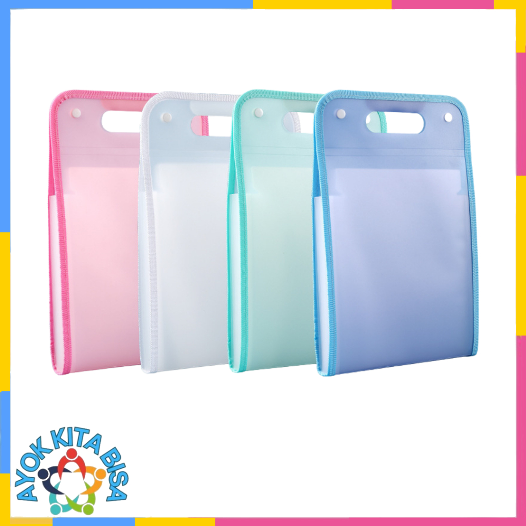 Jual AKB Tas file Handle Warna Transparan Anti Air Multi Layer Folder ...