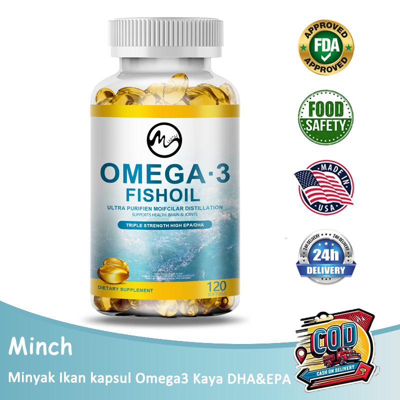 Jual Minch Minyak Ikan Fish Oil Suplemen Omega 3 Kaya DHA & EPA Peningkat Pelihara Kesehatan ...