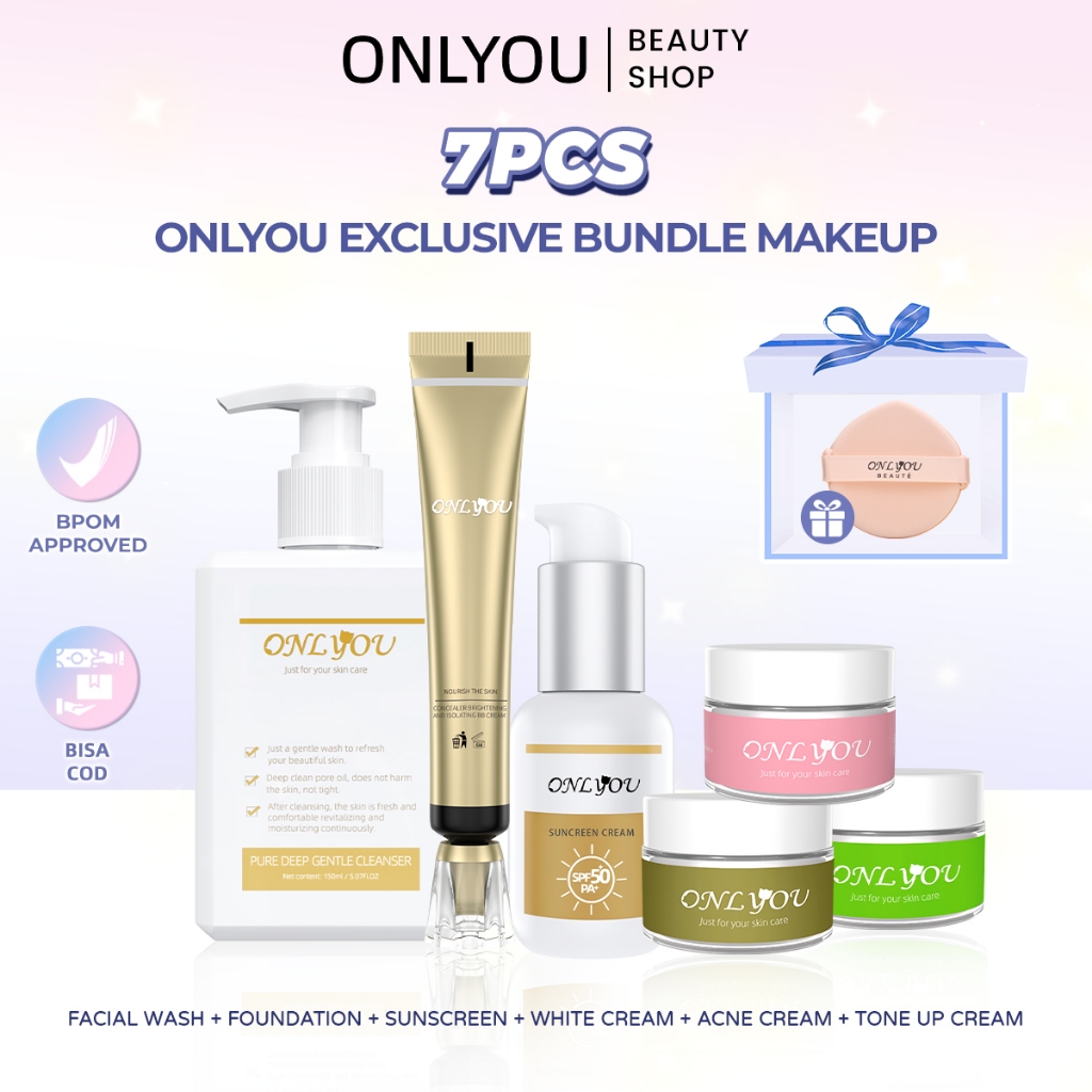 Jual ONLYOU PAKTE Foundation waterproof 30G & SPF50+PA+ sunscreen 50G ...