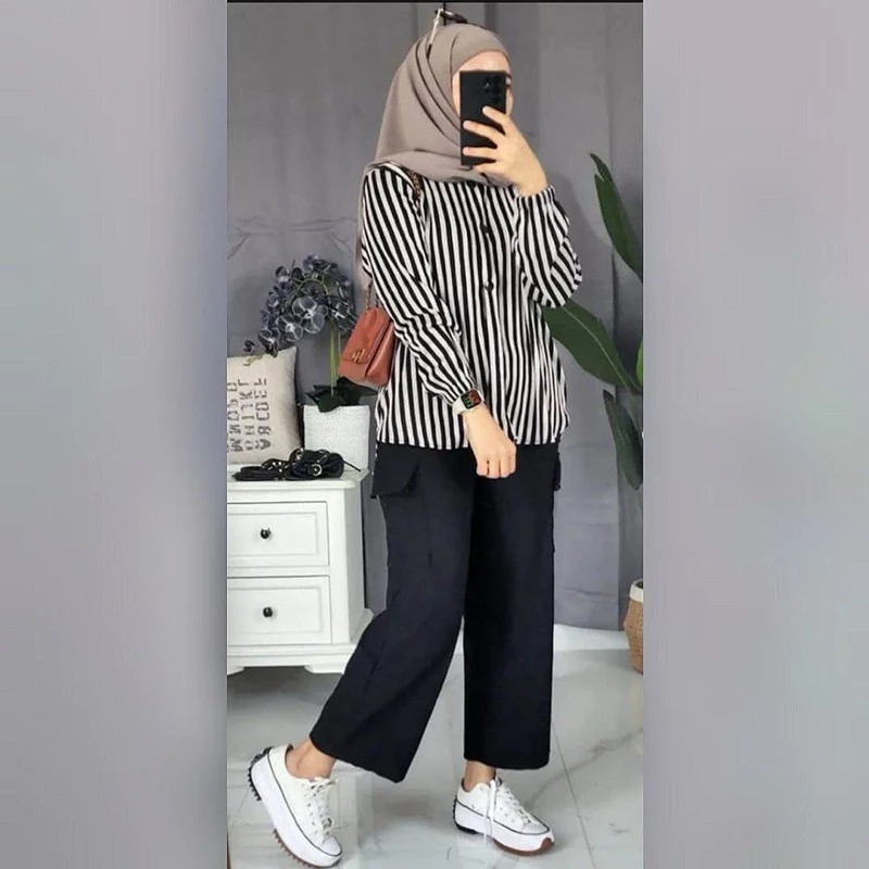 Jual RAMOSA ONE SET BAJU SETELAN SALUR TERBARU CELANA CARGO | SETELAN ...