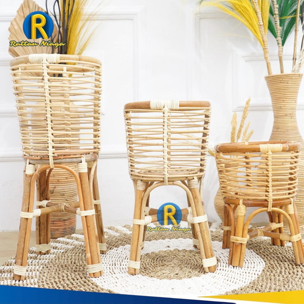 Jual Standing pot planter rotan alami hiasan dekorasi rumah indoor ...
