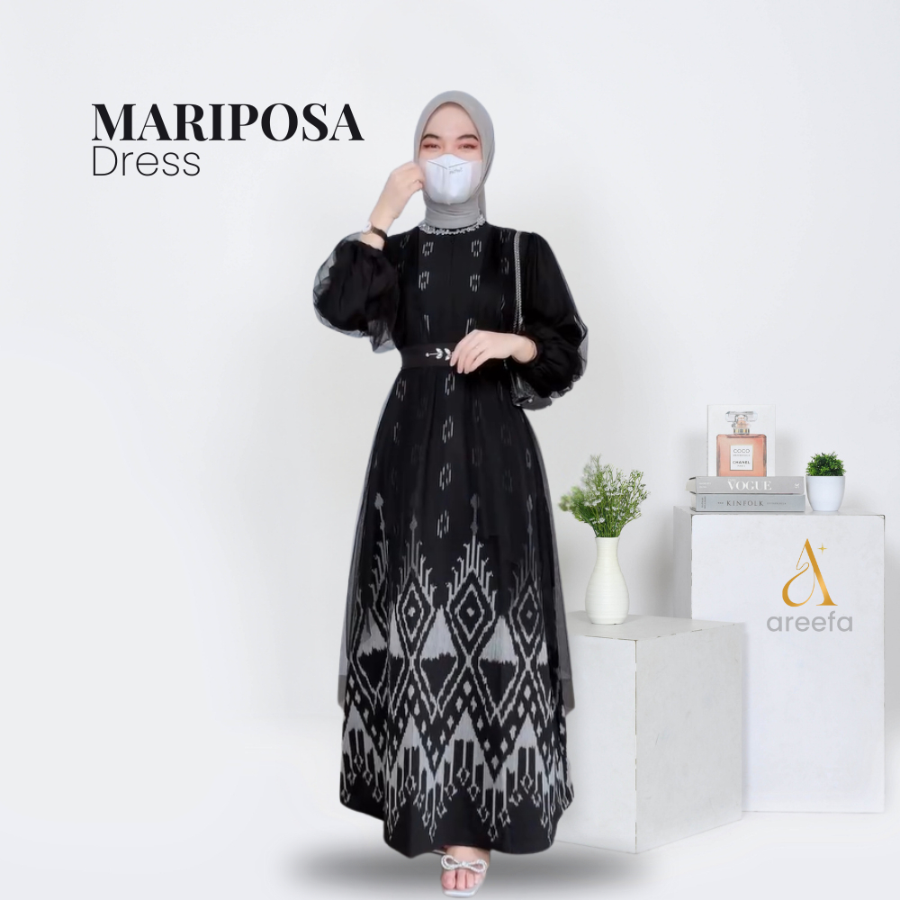 Jual Areefa - Gamis Dress Tenun Etnik Kombinasi Tile Premium Wanita ...