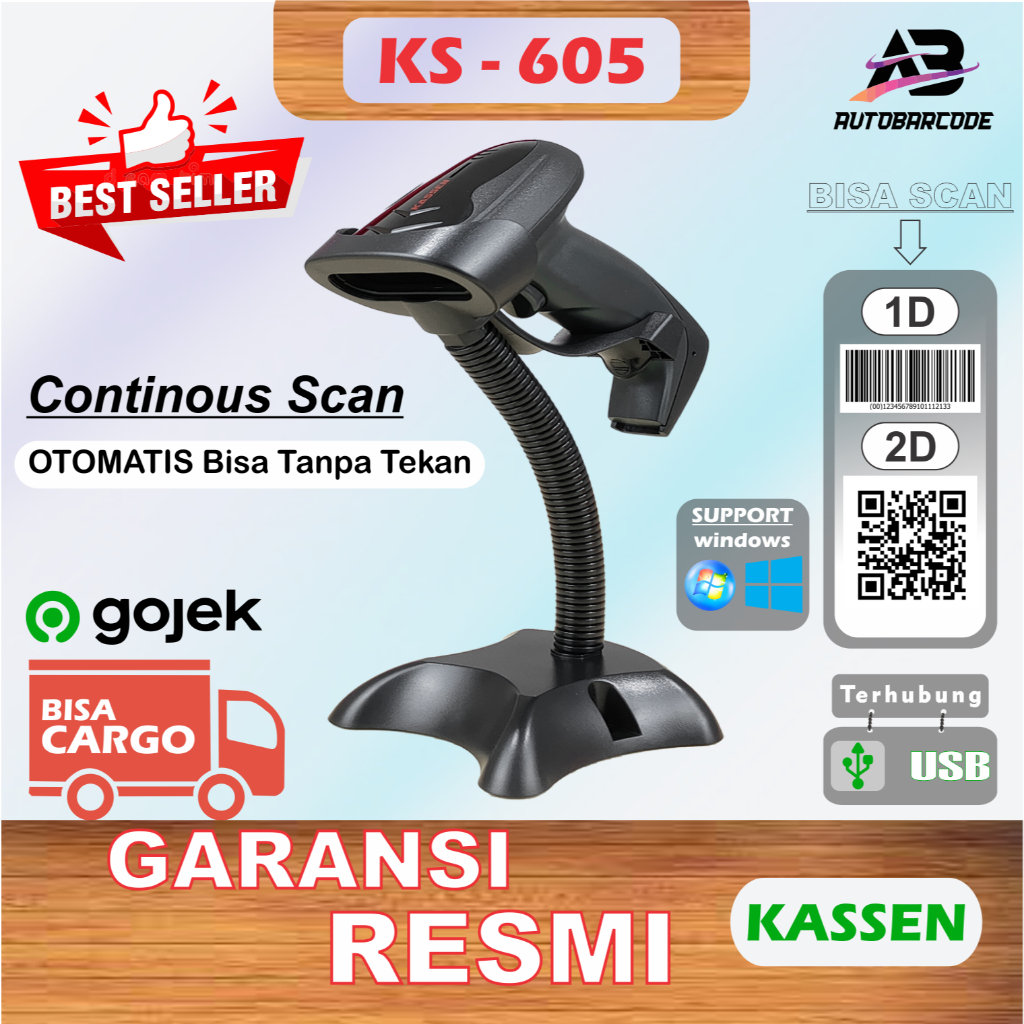Jual Kassen KS-605 Scanner Barcode 2D Free Stand Scan Kasir 1D ...