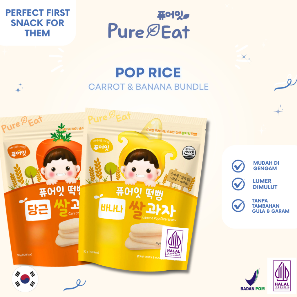 Jual Pure Eat Pop Rice Carrot & Banana Bundle - Snack Korea Mudah Digenggam dan Melting di Mulut ...