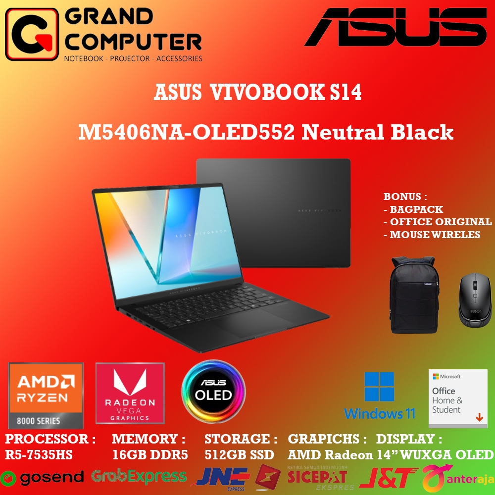 Jual ASUS VIVOBOOK S14 M5406NA-OLED552 RYZEN 5-7535HS 16GB 512GB 14 ...