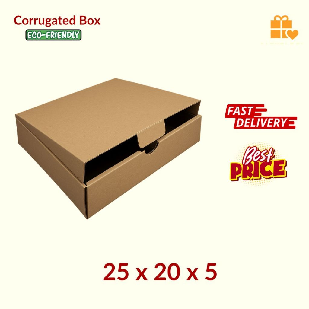 Jual (100 PCS) KARDUS 25x20x5 cm / BOX KARTON CORUGATED DIECUT E-FLUTE ...