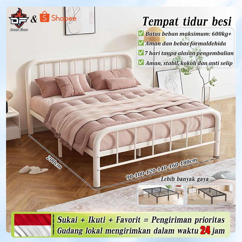 Jual Tempat tidur besi sofa bed besi tempat tidur rangka baja 90/100 ...