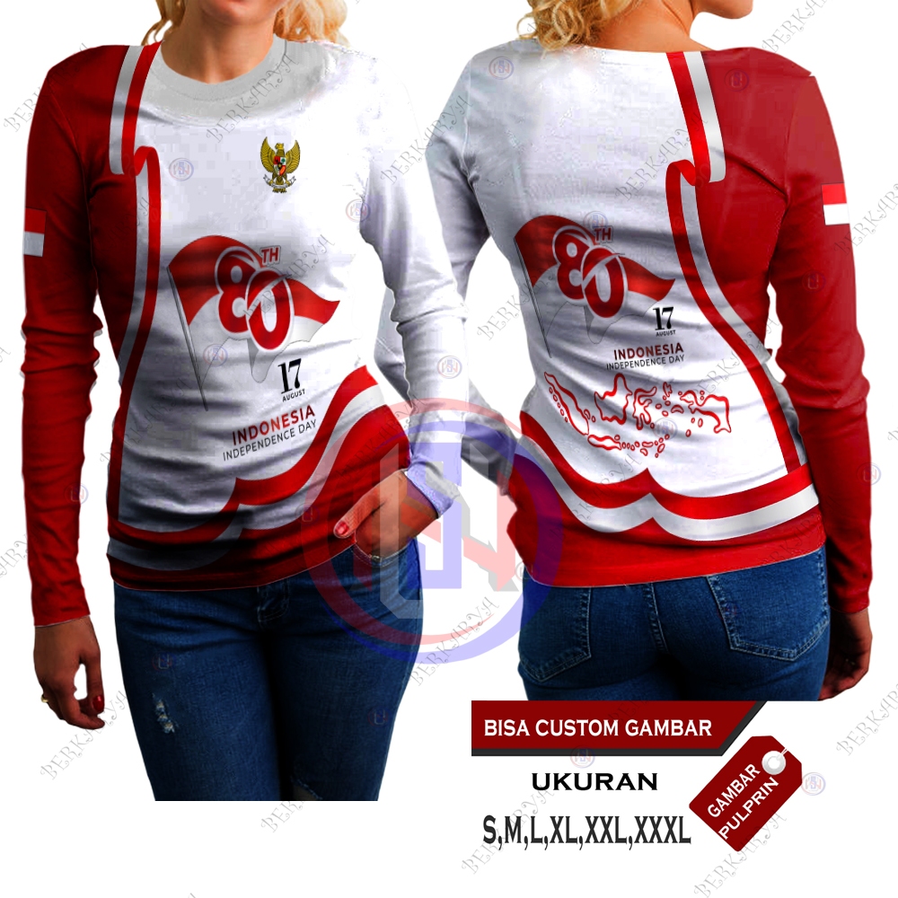 Jual Atasan Wanita Baju Kaos 17 Agustus Hut Ri Ke-80 Baju Kemerdekaan Indonesia Jersey 17 ...