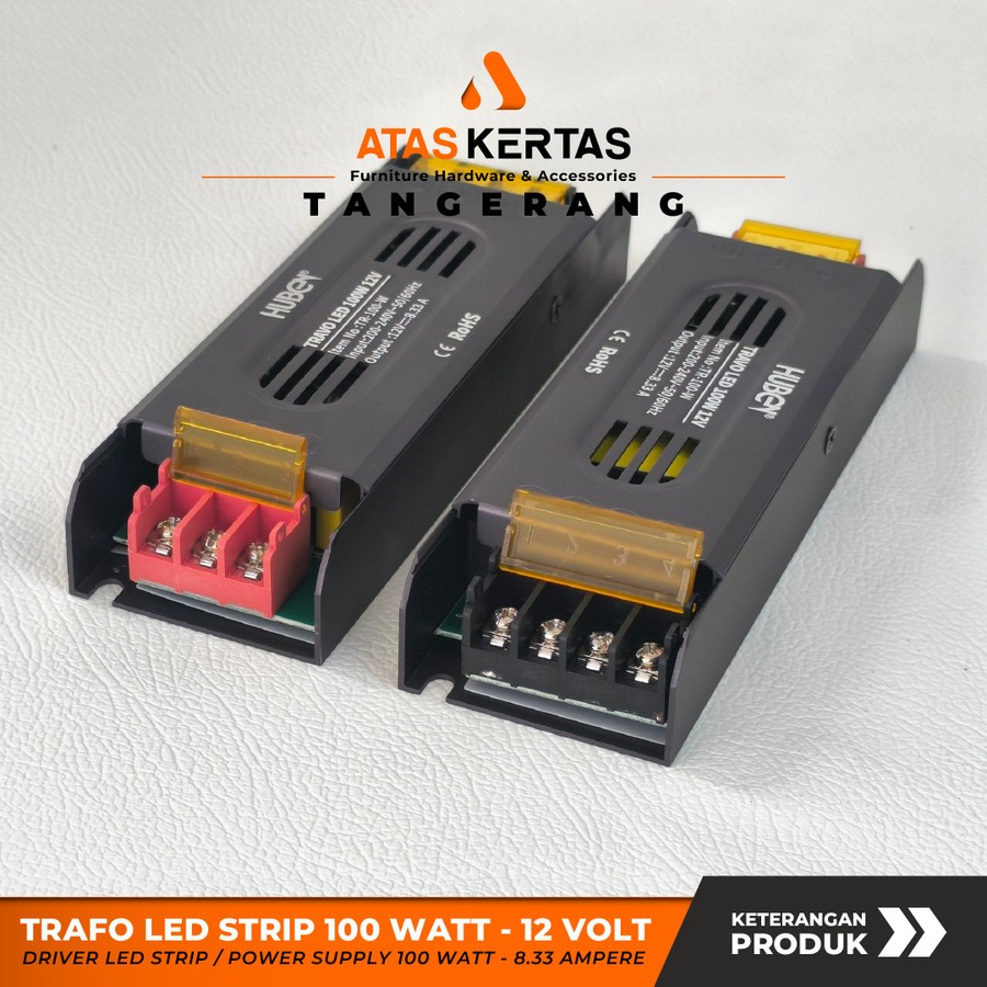 Jual trafo driver LED strip 12V 100W HUBEN - power supply adaptor slim 100 watt, 12 volt, 8.33A ...