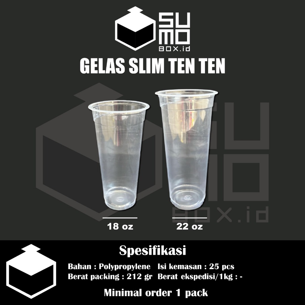 Jual [1 PAK ISI 25 PCS] Gelas Slim Ten Ten 18Oz 22Oz / Cup Plastik PP ...
