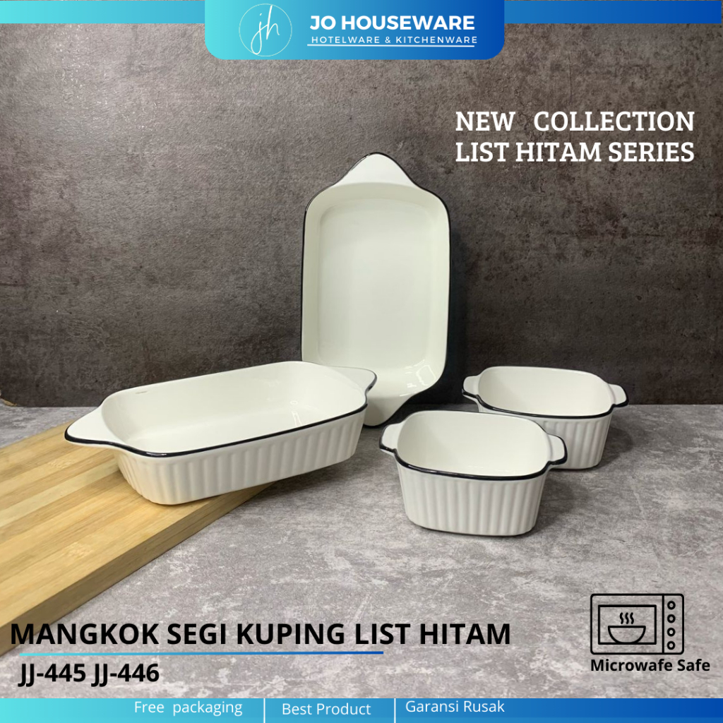 Jual Mangkok Segi Kuping Garis List HItam Keramik Premium Unik ...