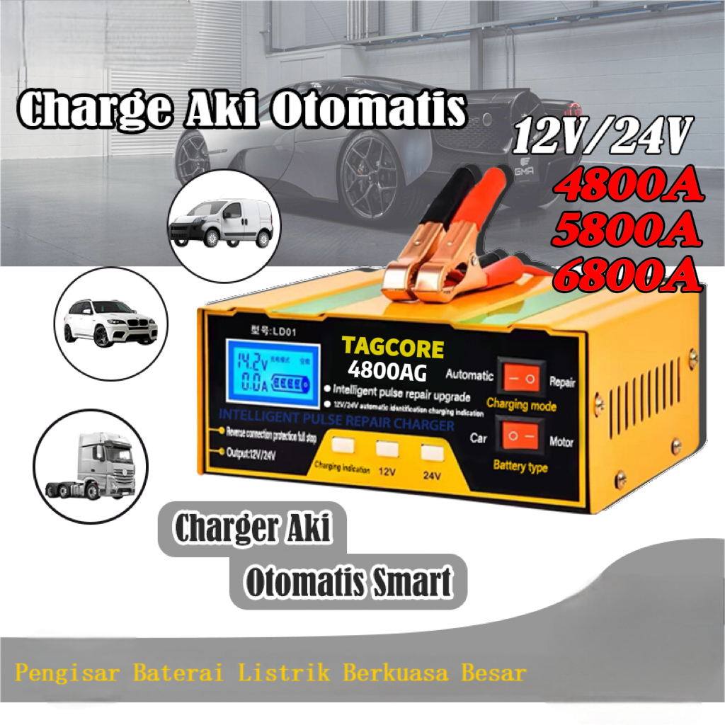 Jual Charger Aki Mobil Motor 12V/24V 6-105AH MF-2B Smart Battery ...