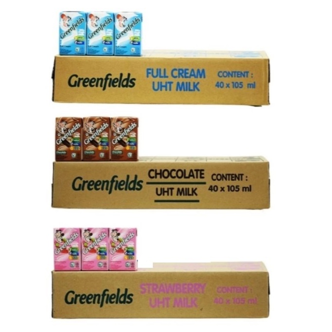 Jual Susu UHT Greenfields 40 x 105 ml Full Cream Plain, Chocolate, Strawberry - karton | Shopee ...