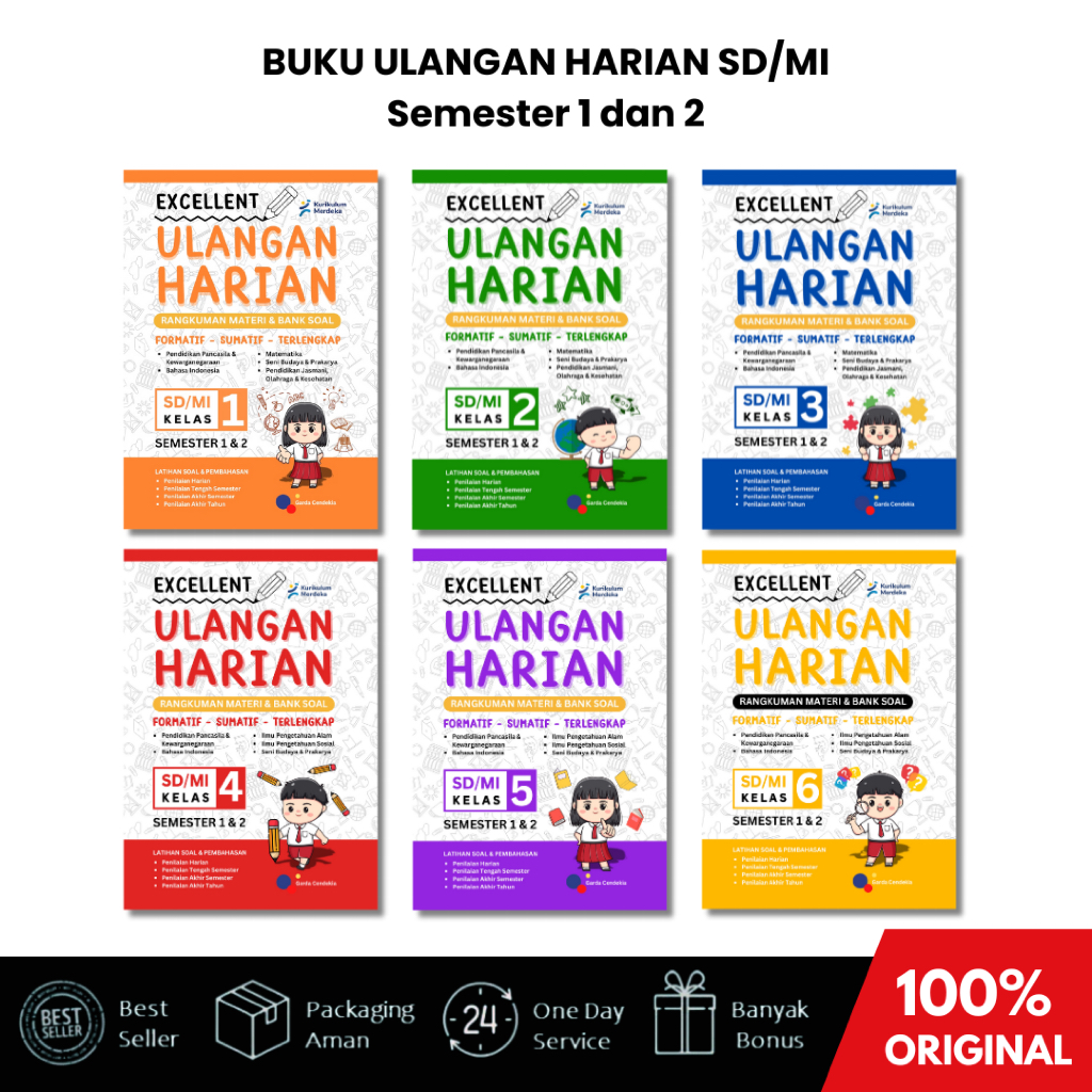 Jual Buku Excellent Ulangan Harian SD/MI Kelas 1-6 Semester 1 & 2 ...