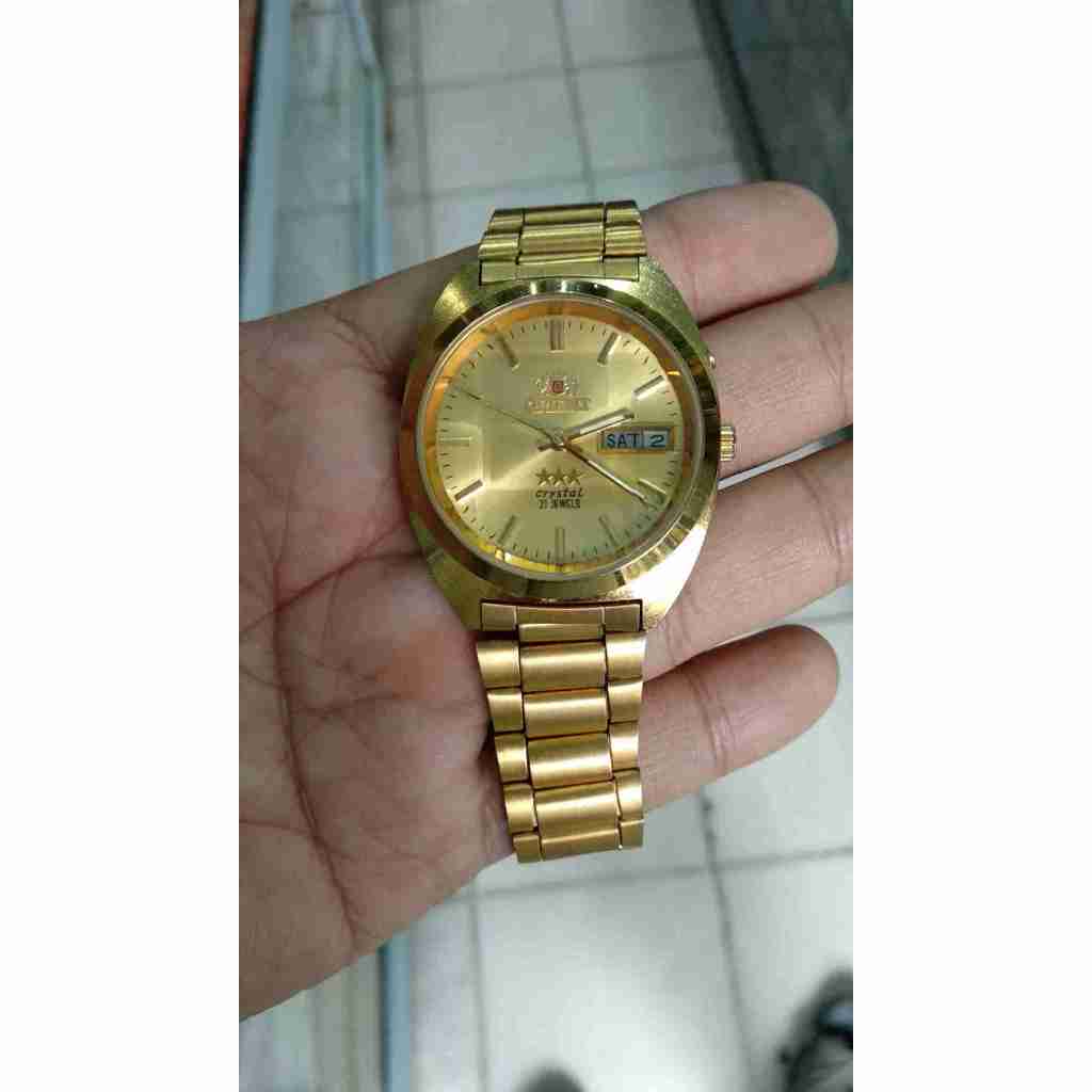 Jual jam tangan pria otomatis normal siap pakai akurat klasik vintage oren | Shopee Indonesia