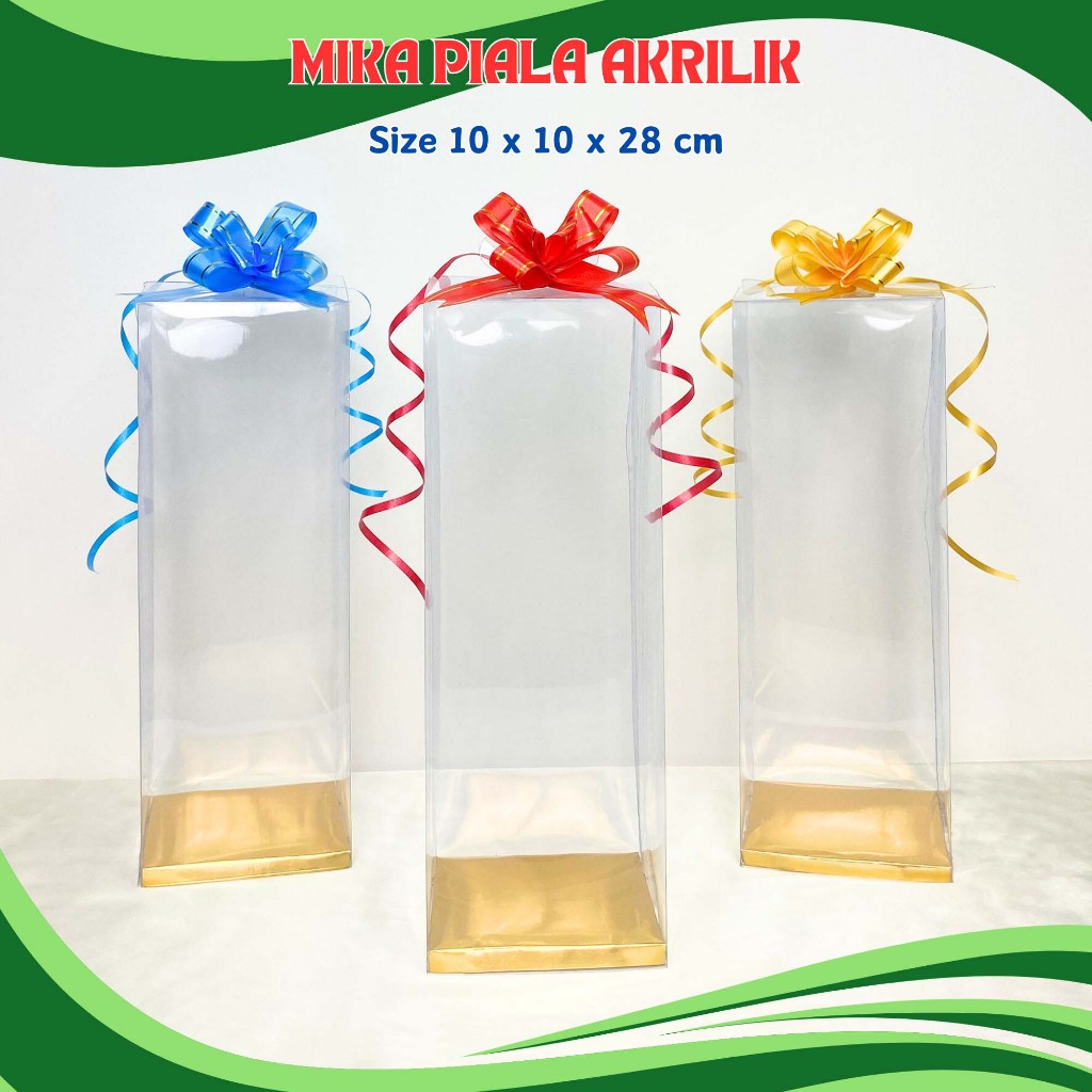 Jual KOTAK MIKA SOUVENIR PIALA 10 x 10 x 28 PLUS PITA + ALAS EMAS, Box ...