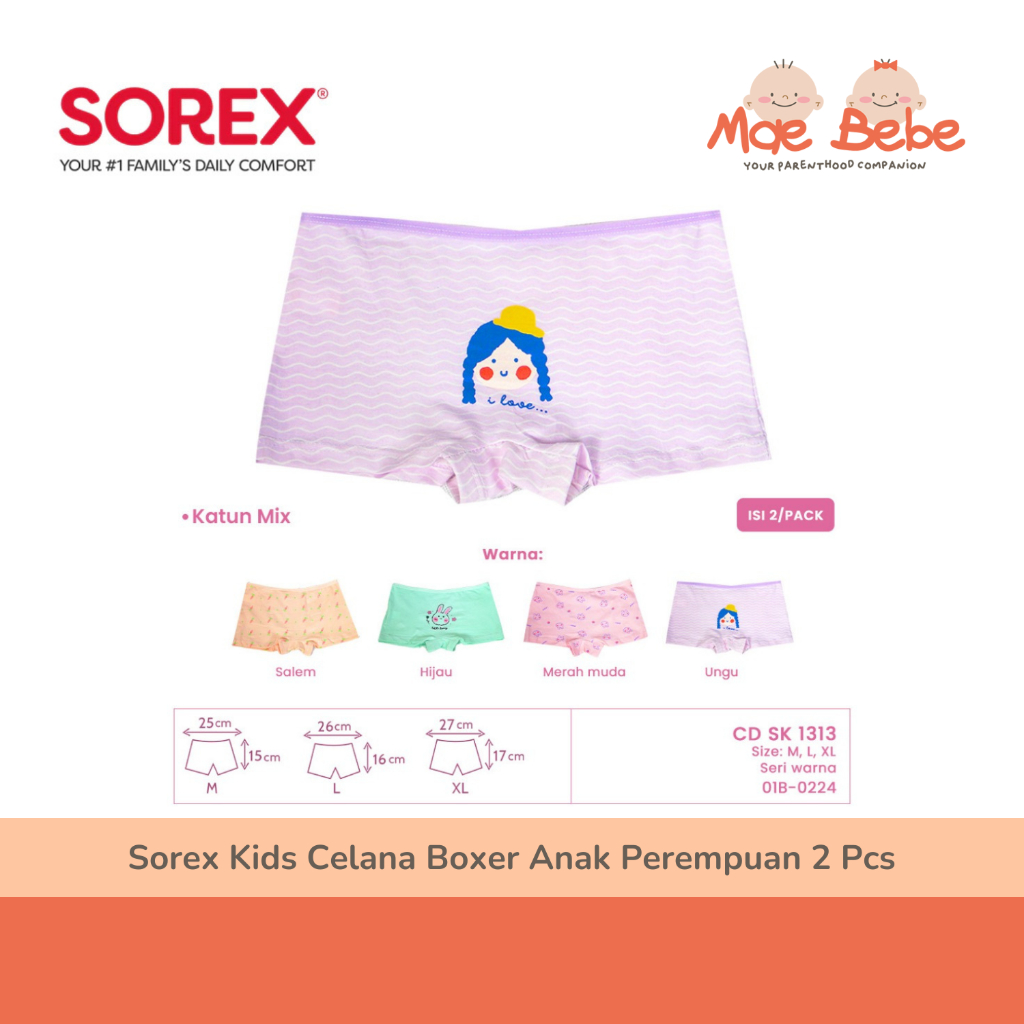 Jual Sorex Kids Celana Dalam CD Boxer Anak Perempuan Isi 2 Pcs | Shopee Indonesia