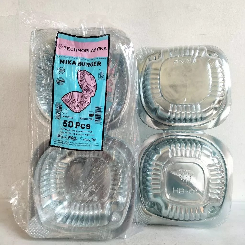 Jual [ 1 PACK 50 PCS ] Mika Burger / Mika Plastik Burger / Mika Dimsum ...