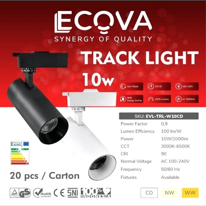 Jual ECOVA LED TRACK LIGHT 10W, 20W 3000K (KUNING) | Shopee Indonesia