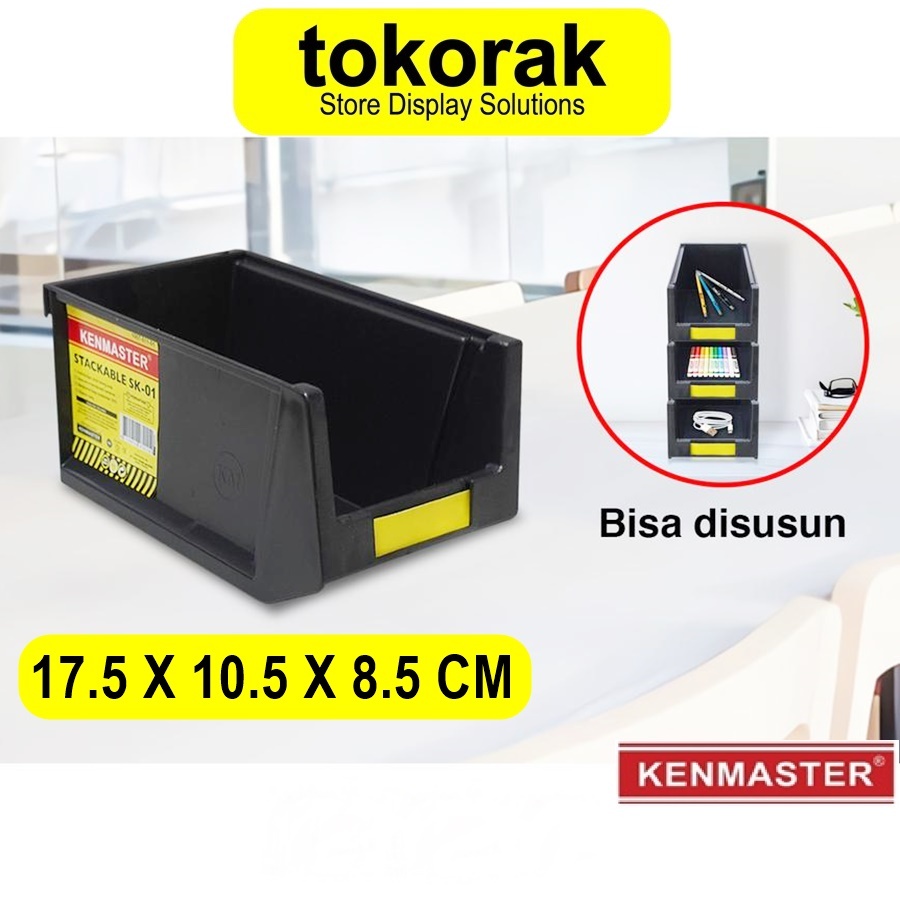 Jual KENMASTER KOTAK PLASTIK STACKABLE HITAM SK01 RAK SUSUN TINGKAT ...