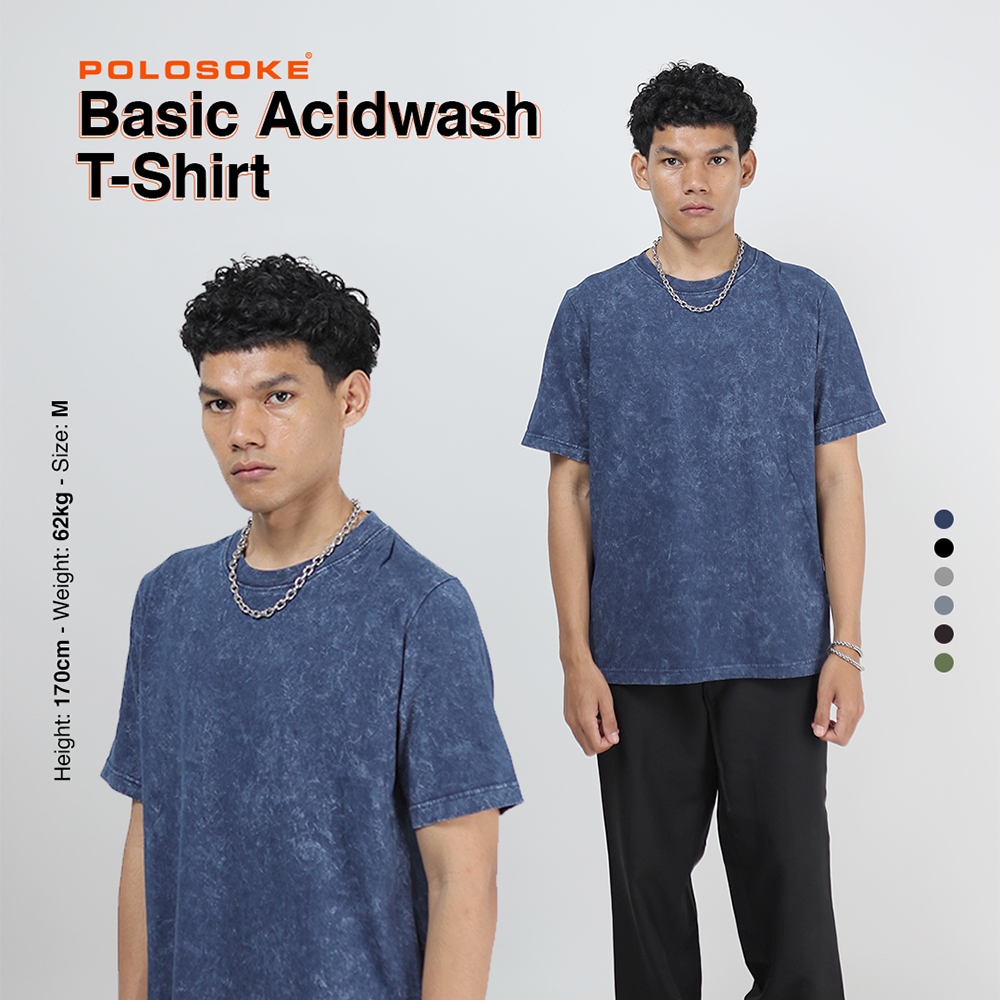 Jual Polosoke Kaos Snow Wash Sandwash Pria Regular Basic T-shirt Acid ...