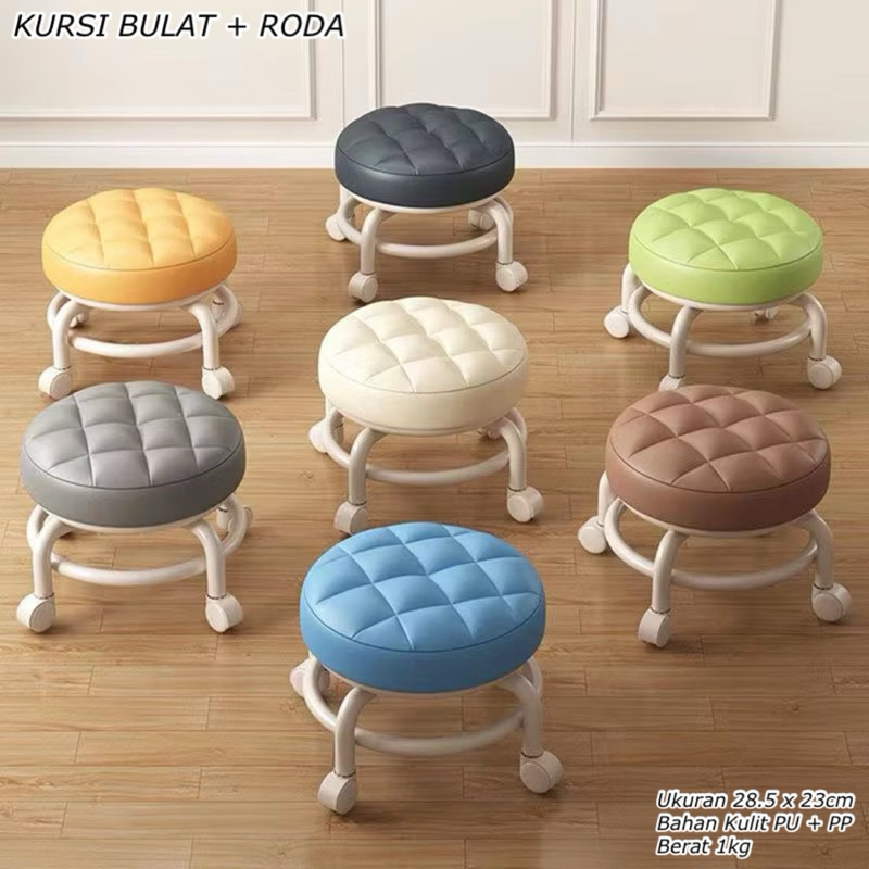 Jual KURSI BULAT + RODA || KURSI BULAT PUTAR 360 DERAJAT || KURSI RODA ...