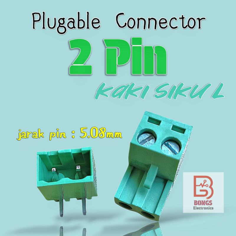 Jual Terminal blok 2Pin/Plugable connector 2 Pin kaki siku ( jarak kaki ...