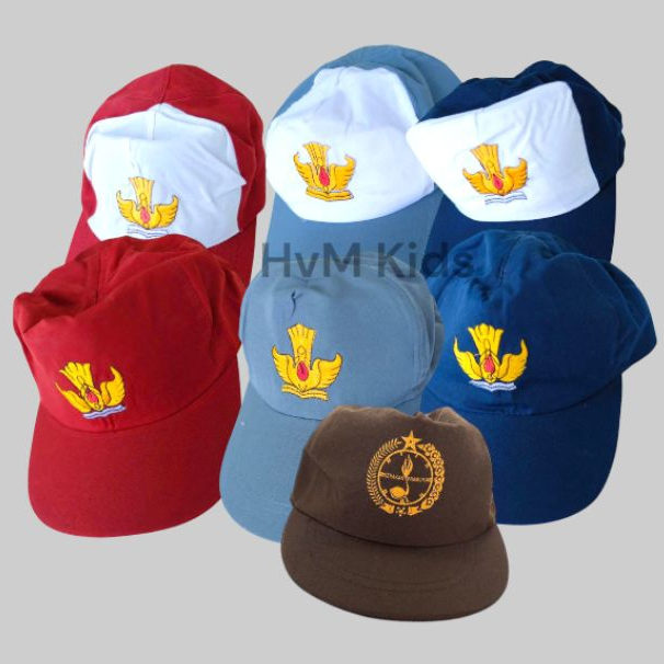 Jual Topi SD SMP SMA SMK Topi Sekolah Logo Bordir Warna Merah Putih ...