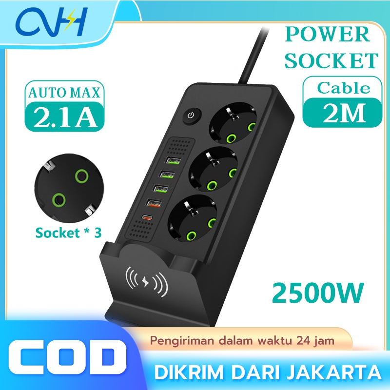 Jual PowerPort 2500W Multi Socket + Saklar 3 Lubang Stop Kontak Steker Saklar On Off Power ...