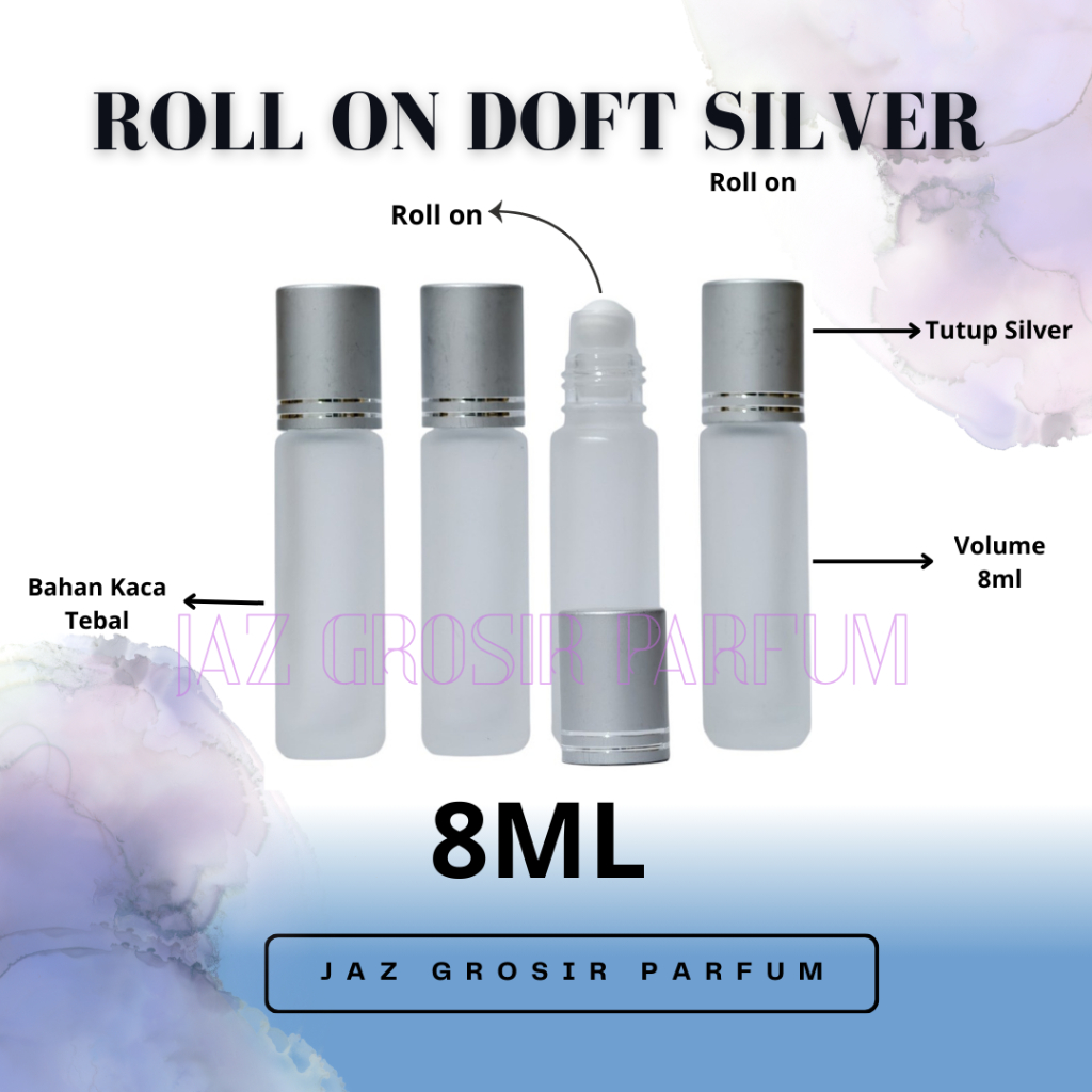 Jual ( 1 LUSIN ) Botol Roll On DOFF SILVER 8 ML - Botol Parfum Roll On ...