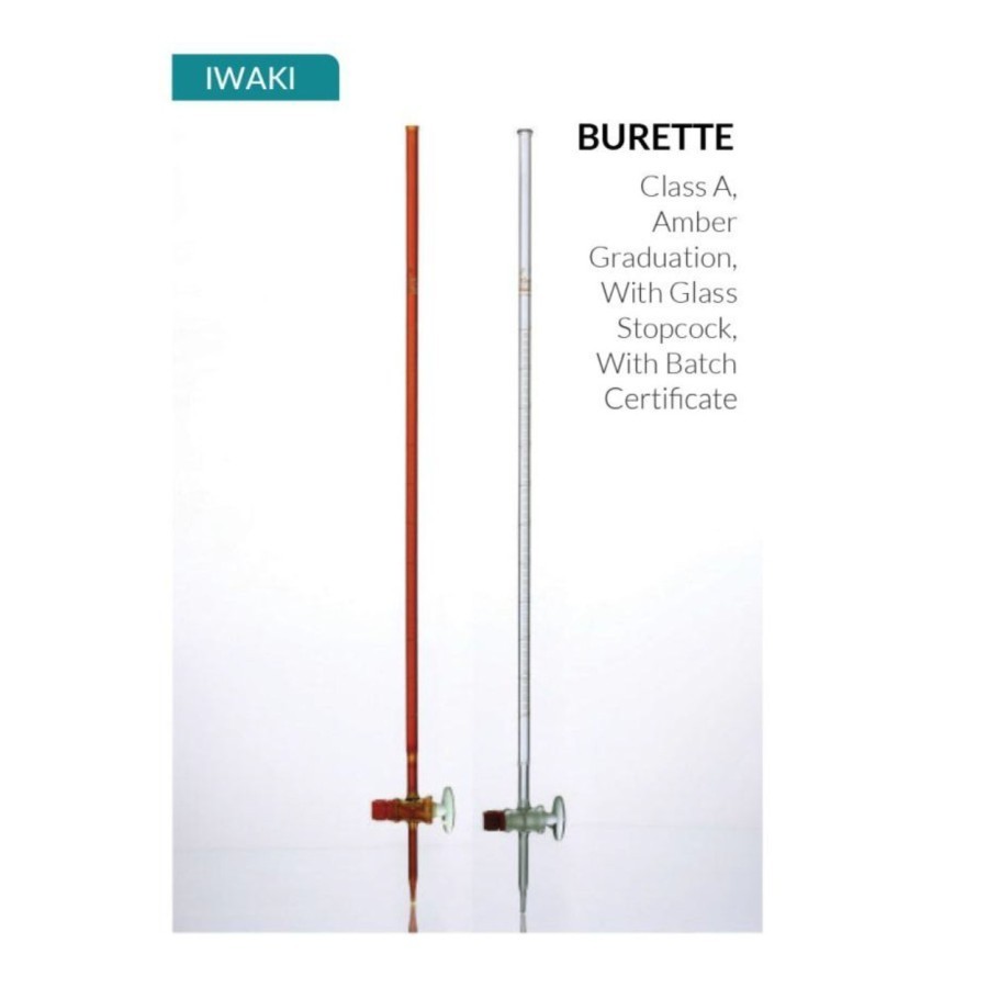 Jual IWAKI Buret 50S Class A Glass Stopcock Kran Kaca 50ml BURETTE ...