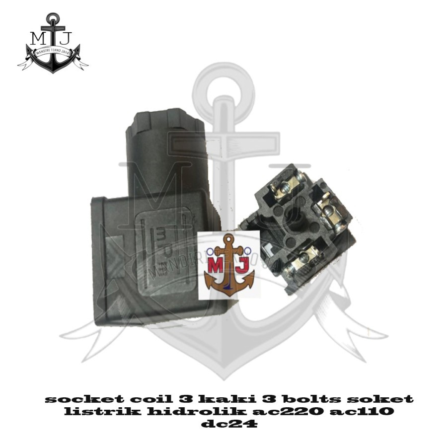 Jual socket coil 3 kaki 3 bolts soket listrik hidrolik ac220 ac110 dc24 ...