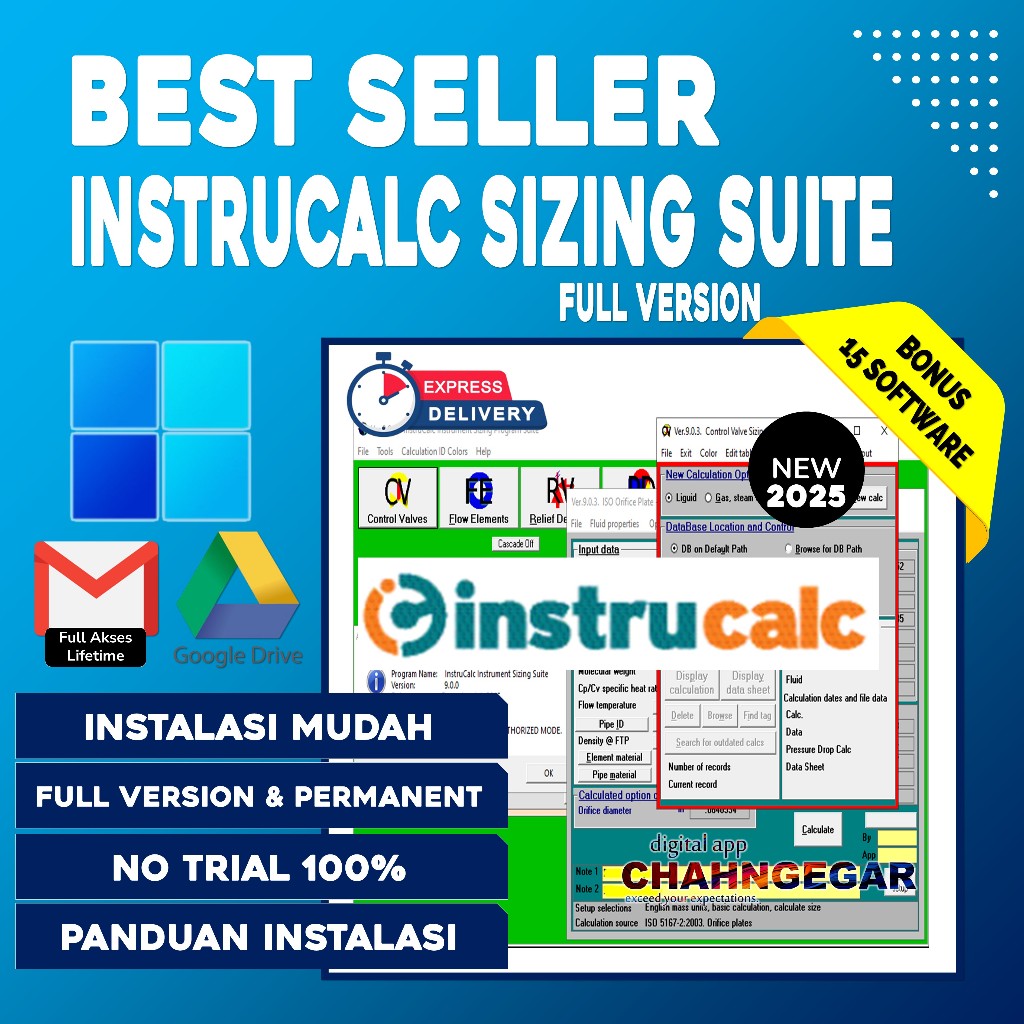 Jual InstruCalc Instrument Sizing Suite 2024 v9 Full Versi Software perhitungan teknik instrumen ...