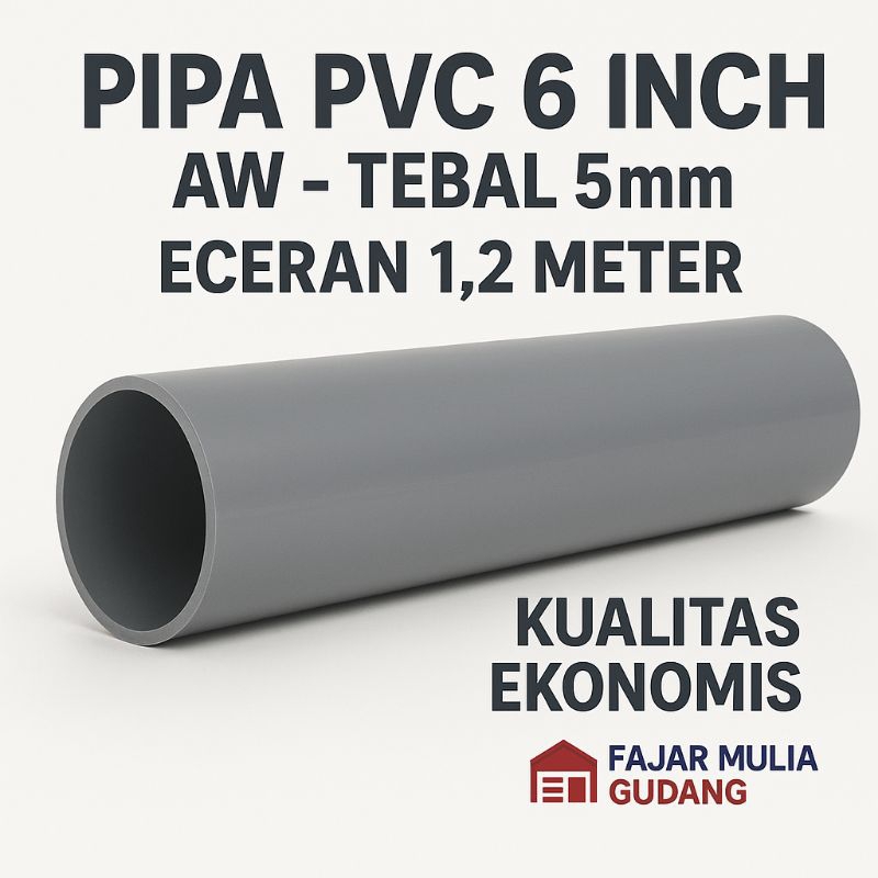 Jual Pipa PVC 6 Inch AW Abu-abu | Panjang 1,2 Meter Eceran | Tebal 5mm ...