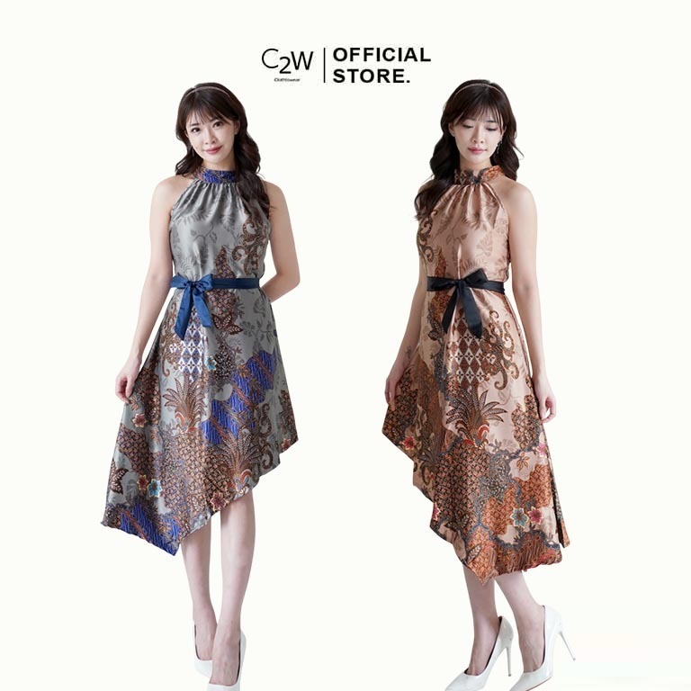 Jual C2W Clothtowear Dress Batik Wanita All Size Satin Women's Clothes 640-ALT | Shopee Indonesia