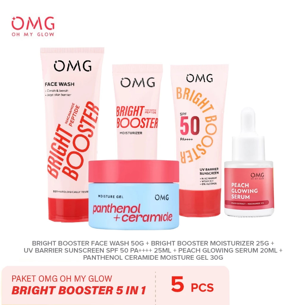 Jual Paket OMG Skincare Lengkap Oh My Glow Bright Booster Peach Glowing ...