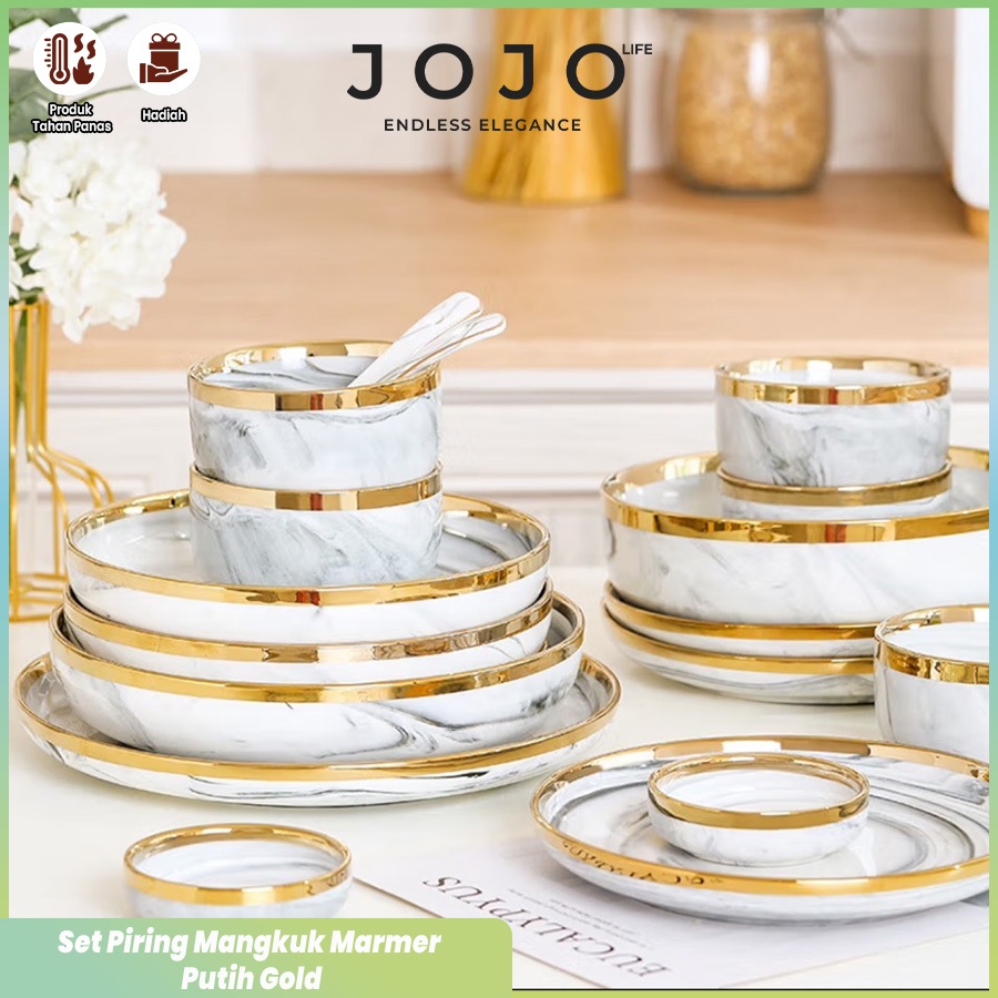 Jual JOJO LIFE Piring & Mangkuk Makan Keramik Gradasi Abu Marble ...