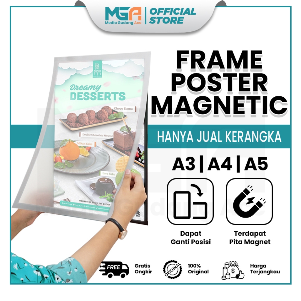 Jual Frame Poster Magnetic A3 A4 A5 / Tempat Poster Magnet / Brosur ...