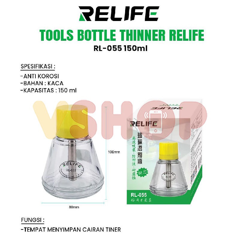 Jual BOTOL TEMPAT CAIRAN TINER KACA - BOTTLE THINNER GLASS RELIFE RL-055 150ML | Shopee Indonesia