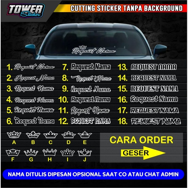 Jual Stiker mahkota kaca depan mobil truck sticker custom reques nama ...
