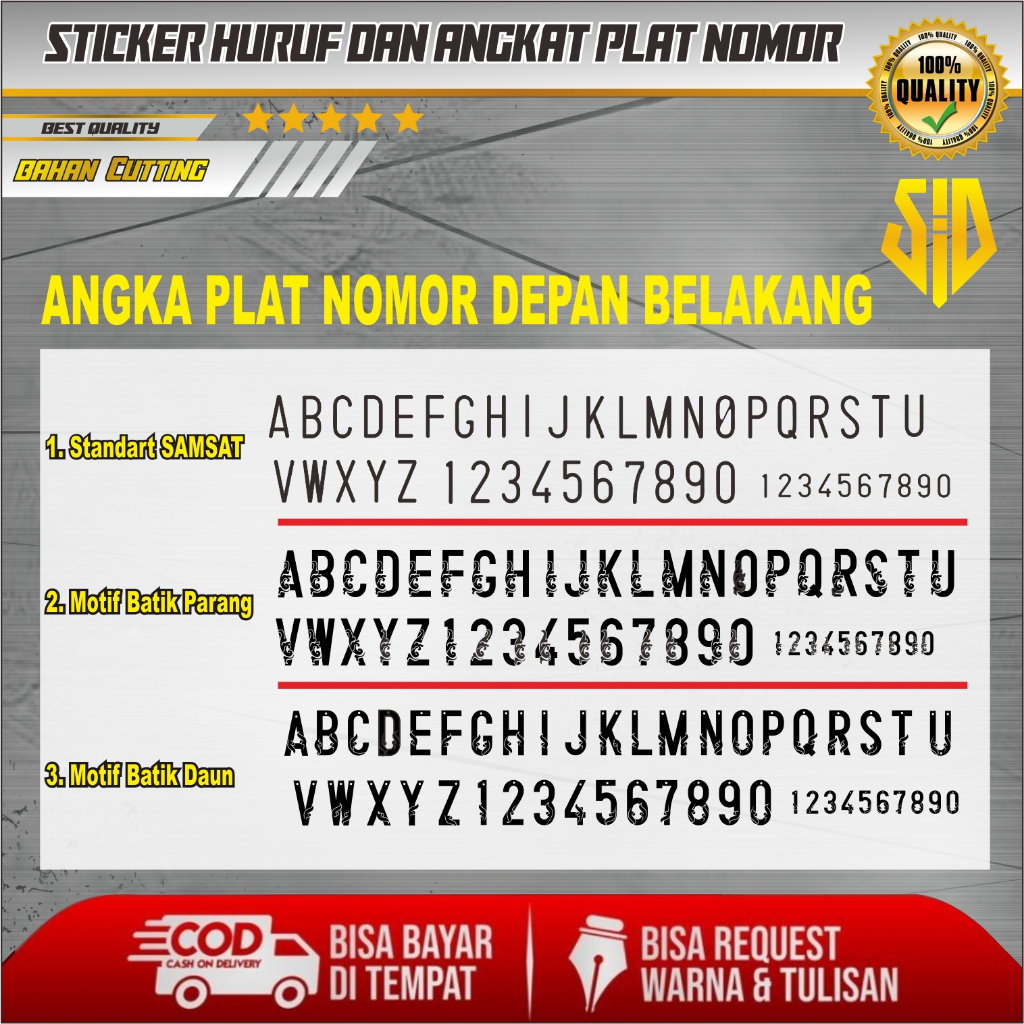 Jual STIKER ANGKA PLAT MOTOR DAN MOBIL / STICKER HURUF ANGKA PLAT NOMOR ...