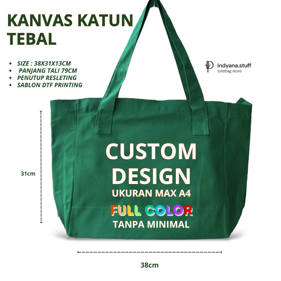 Jual TAS CUSTOM KANVAS PREMIUM RESLETING TOTEBAG WANITA PRIA - VER 04 ...