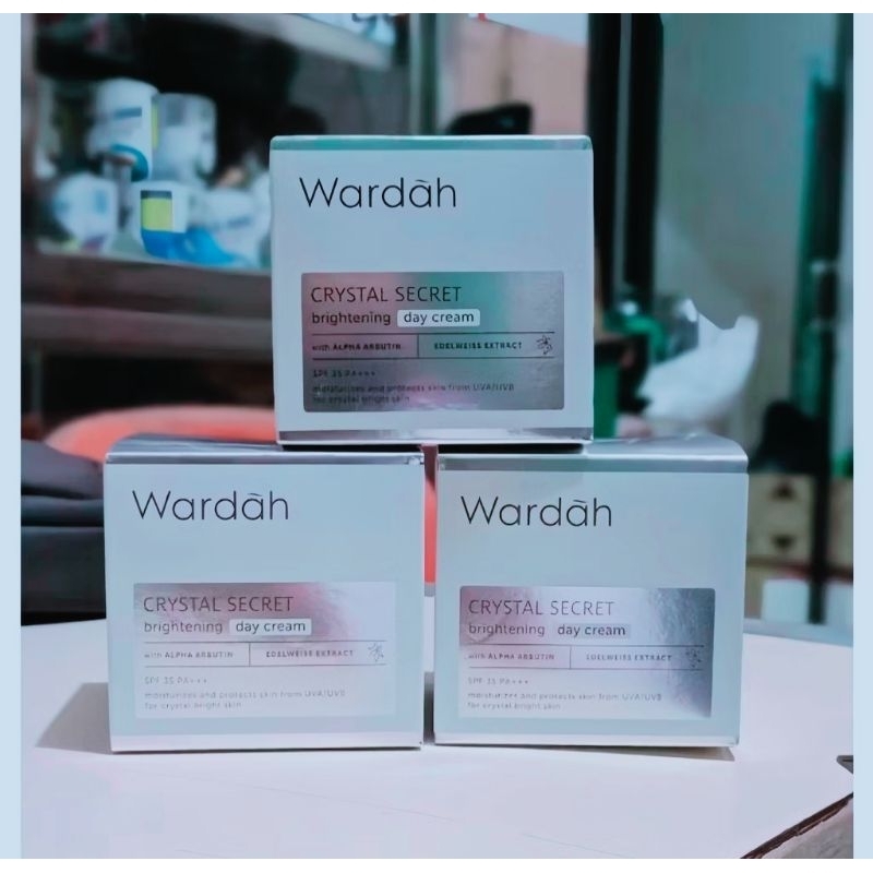 Jual Wardah Cristal secret Day cream share in jar 10 gram pot kuning ...