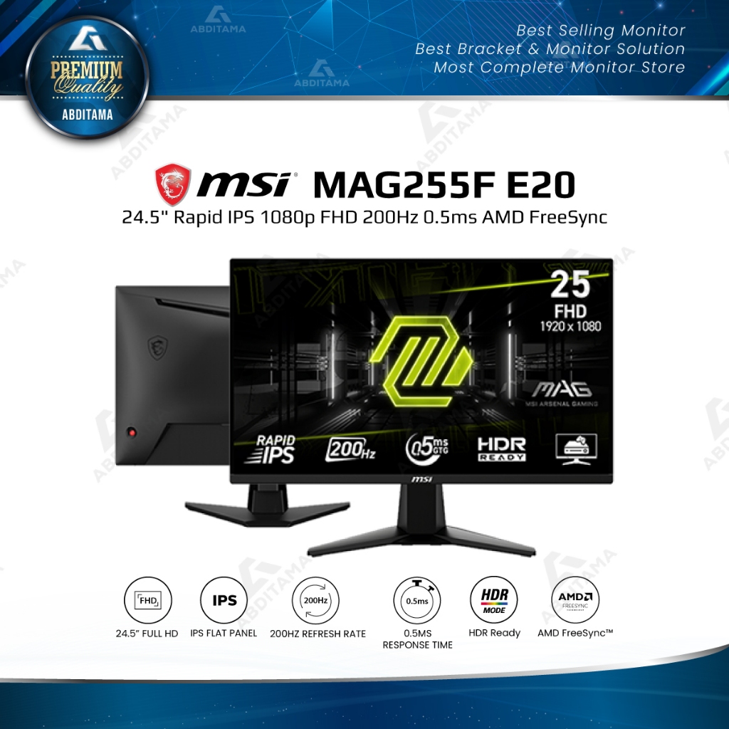 Jual Monitor LED MSI MAG255F E20 MAG 255F E20 24.5" Rapid IPS 1080p FHD ...