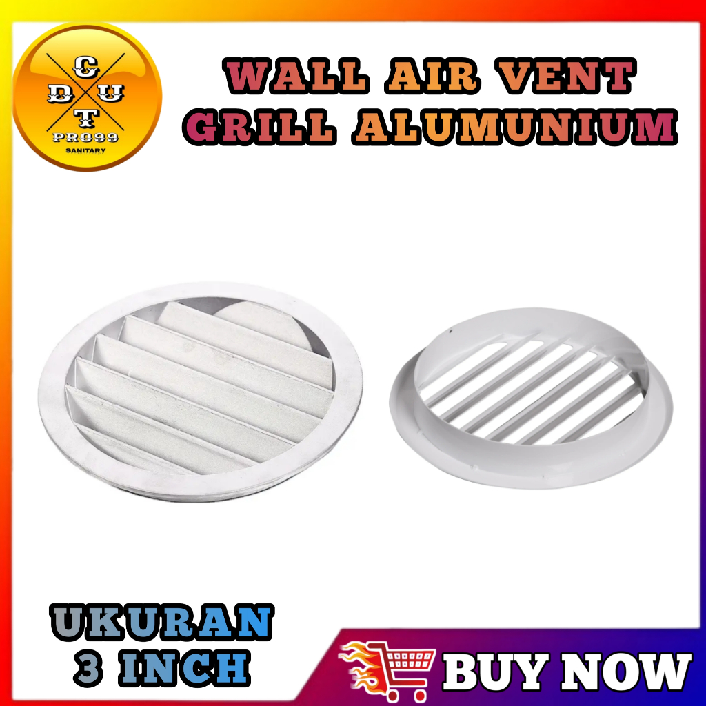 Jual Wall Air Vent Grill Alumunium Fleksibel Ducting 3 inch - Grill ...