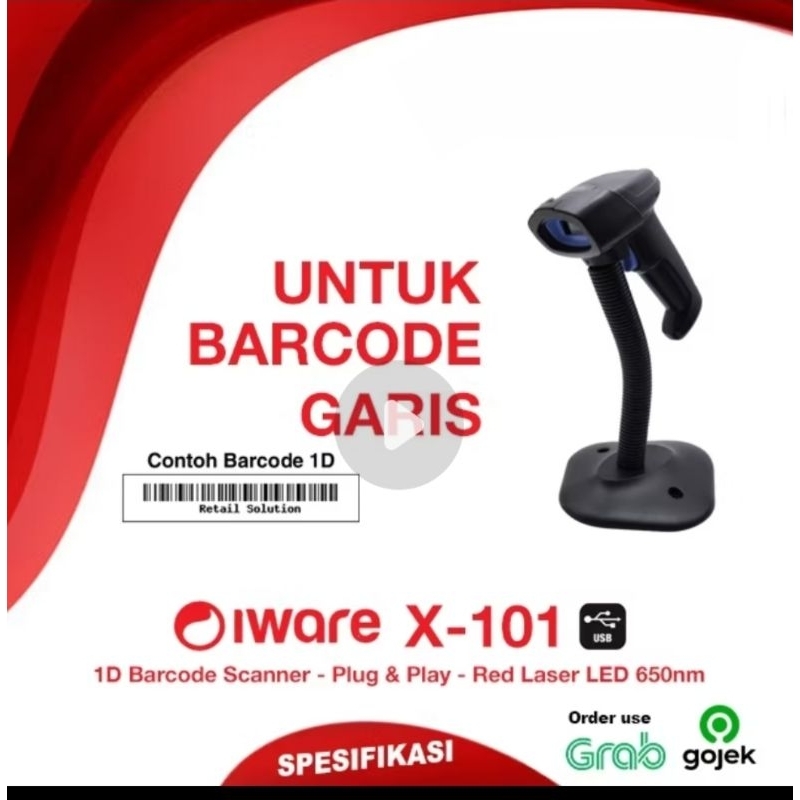 Jual Scan Barcode Iware X-101 1D Autoscan USB Iware Stand | Shopee ...