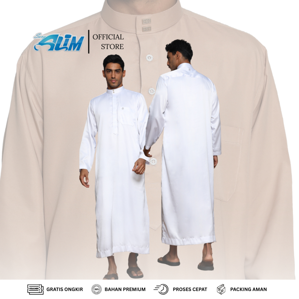 Jual Sang Alim - Gamis Pria Polos Viskin Jubah Pria Putih Reguler ...